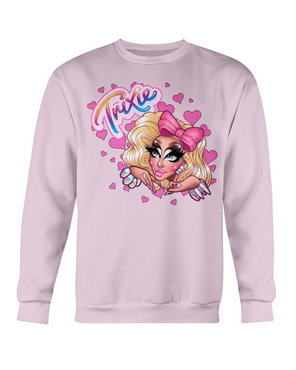 TRIXIE MATTEL - "GLITTER HEARTS" CREW NECK SWEATSHIRT – dragqueenmerch